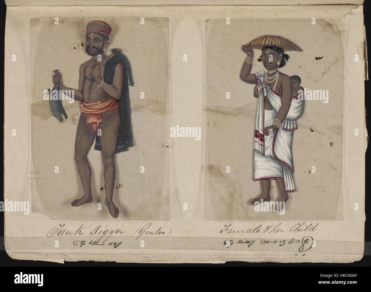 This artwork from the collection of 72 specimens depicts various castes ...