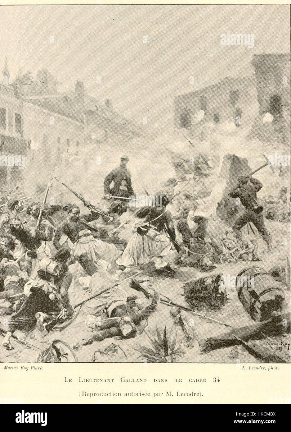 This historical painting depicts the Battle of Puebla, a key conflict ...