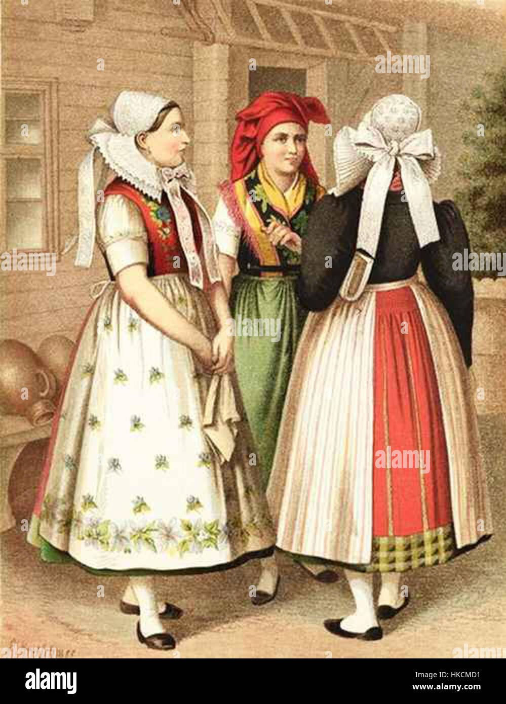 This artwork features the traditional attire of Sorbian women ...