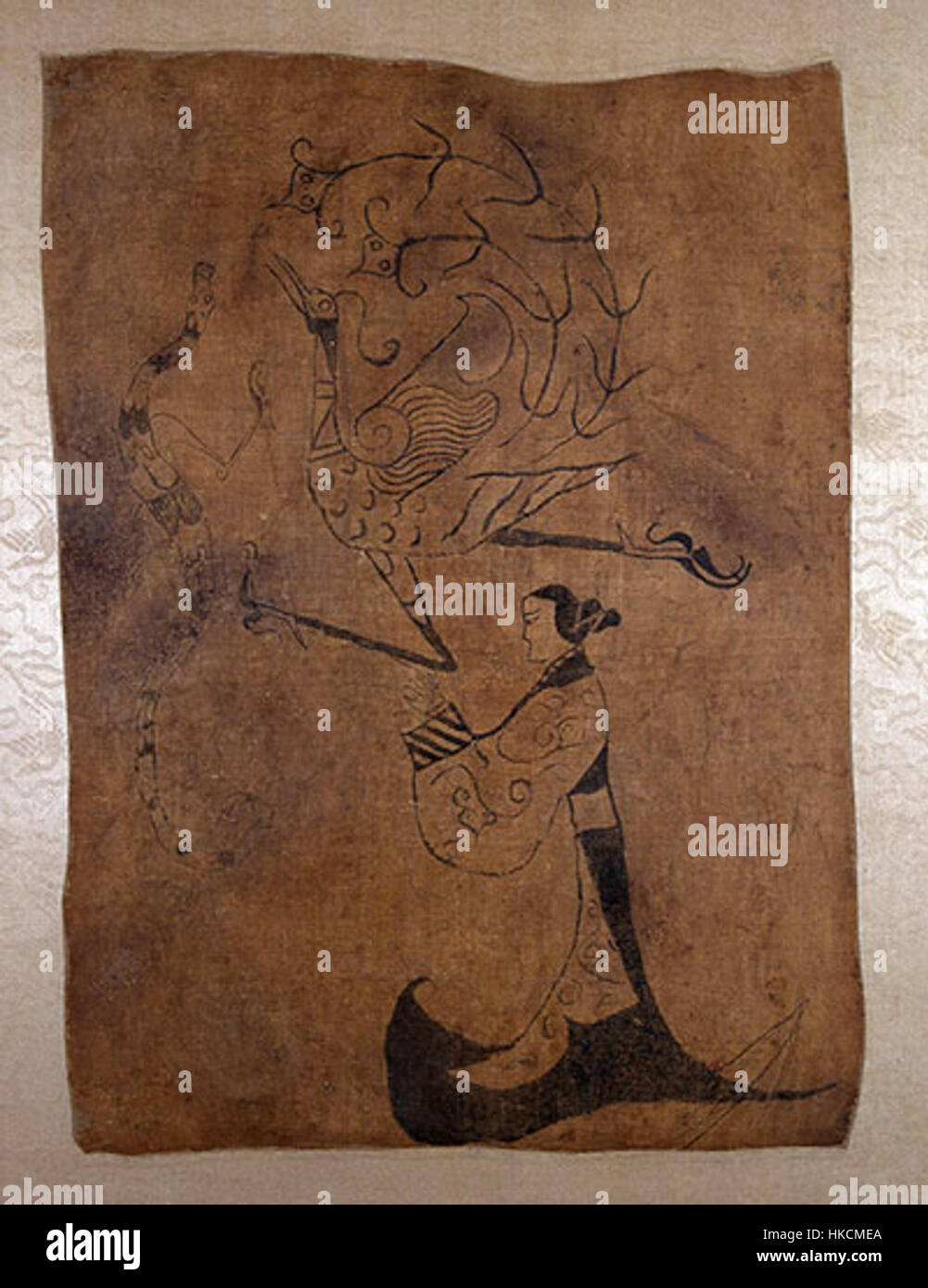 Silk Painting of a Lady, Phoenix and Dragon Stock Photo - Alamy