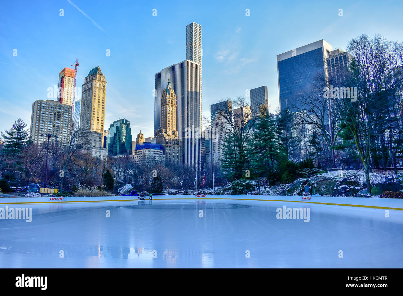 Ice Skating Rink in Central Park with a view of New York City, New York ...