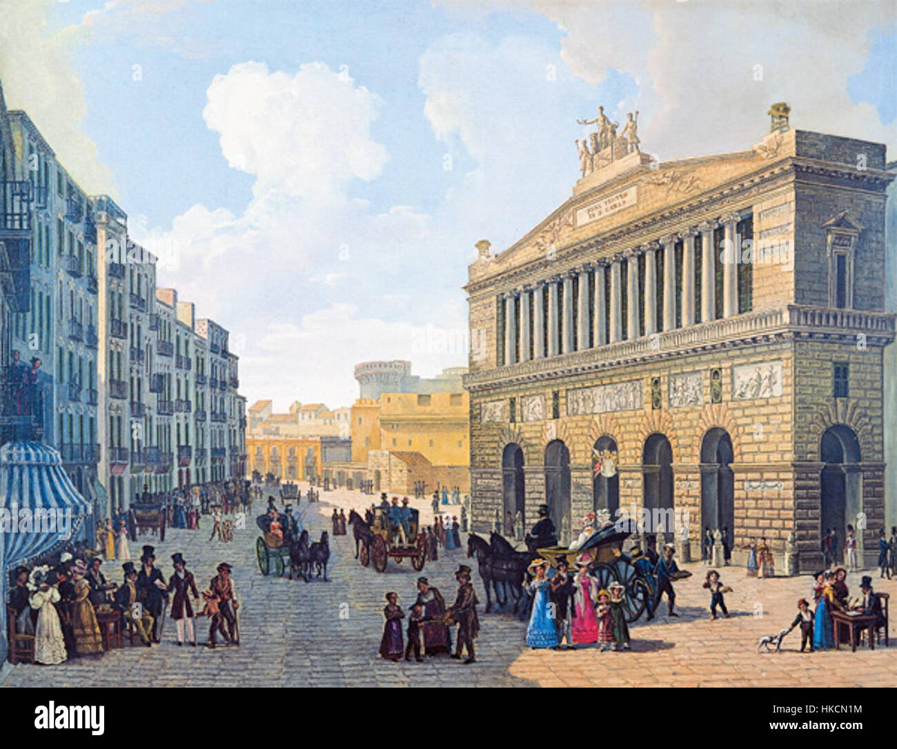 An artistic depiction of Teatro di San Carlo, the historic opera house ...