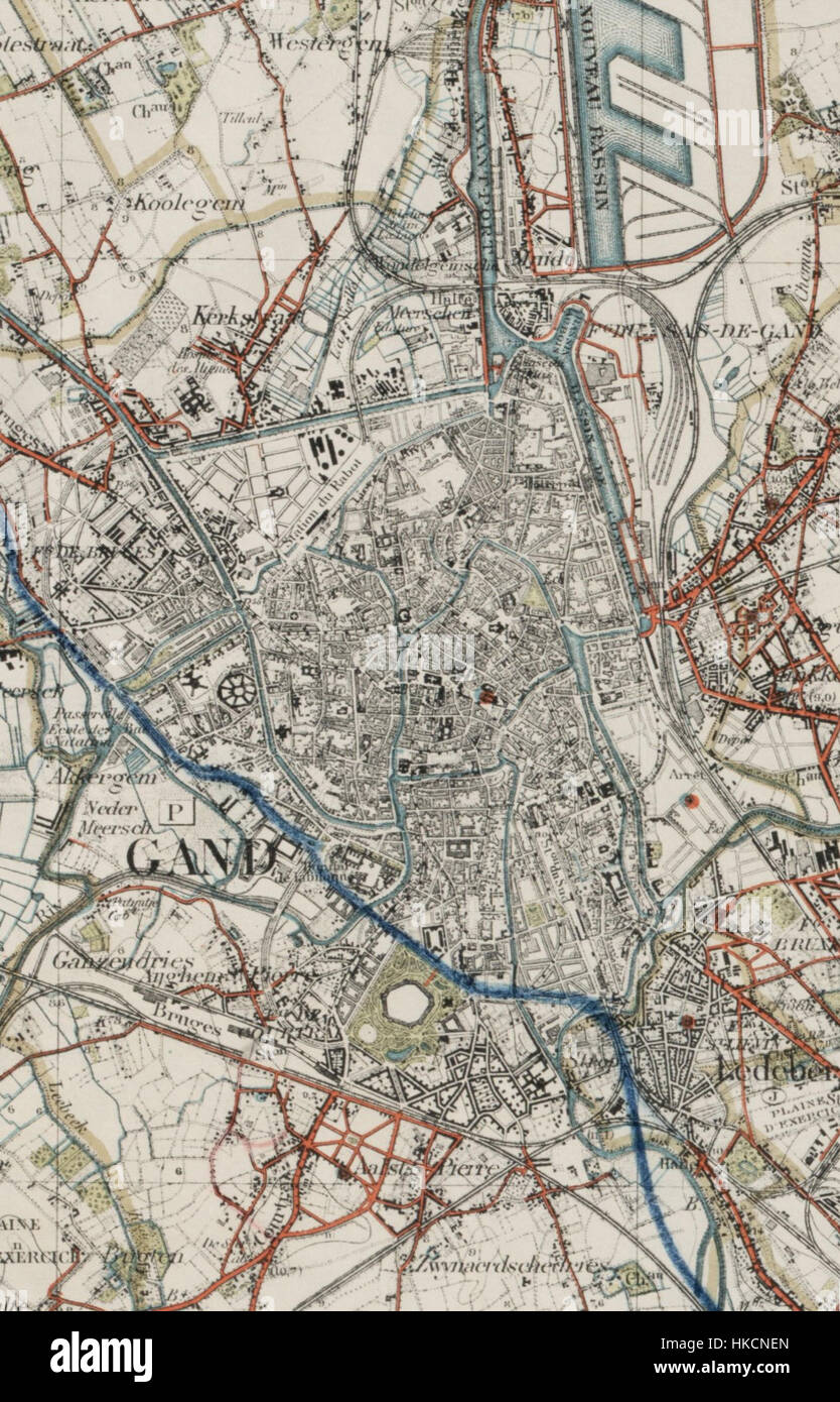 Topographical map of Ghent, 1903 1922, detail centre Stock Photo - Alamy