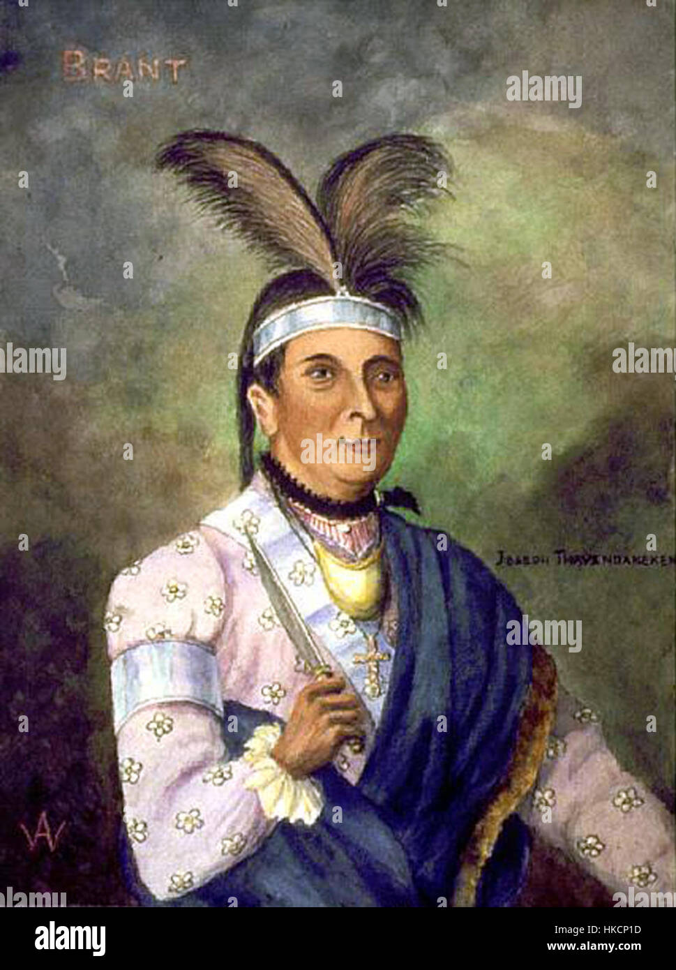 This watercolor by William Armstrong depicts Joseph Brant, a prominent ...
