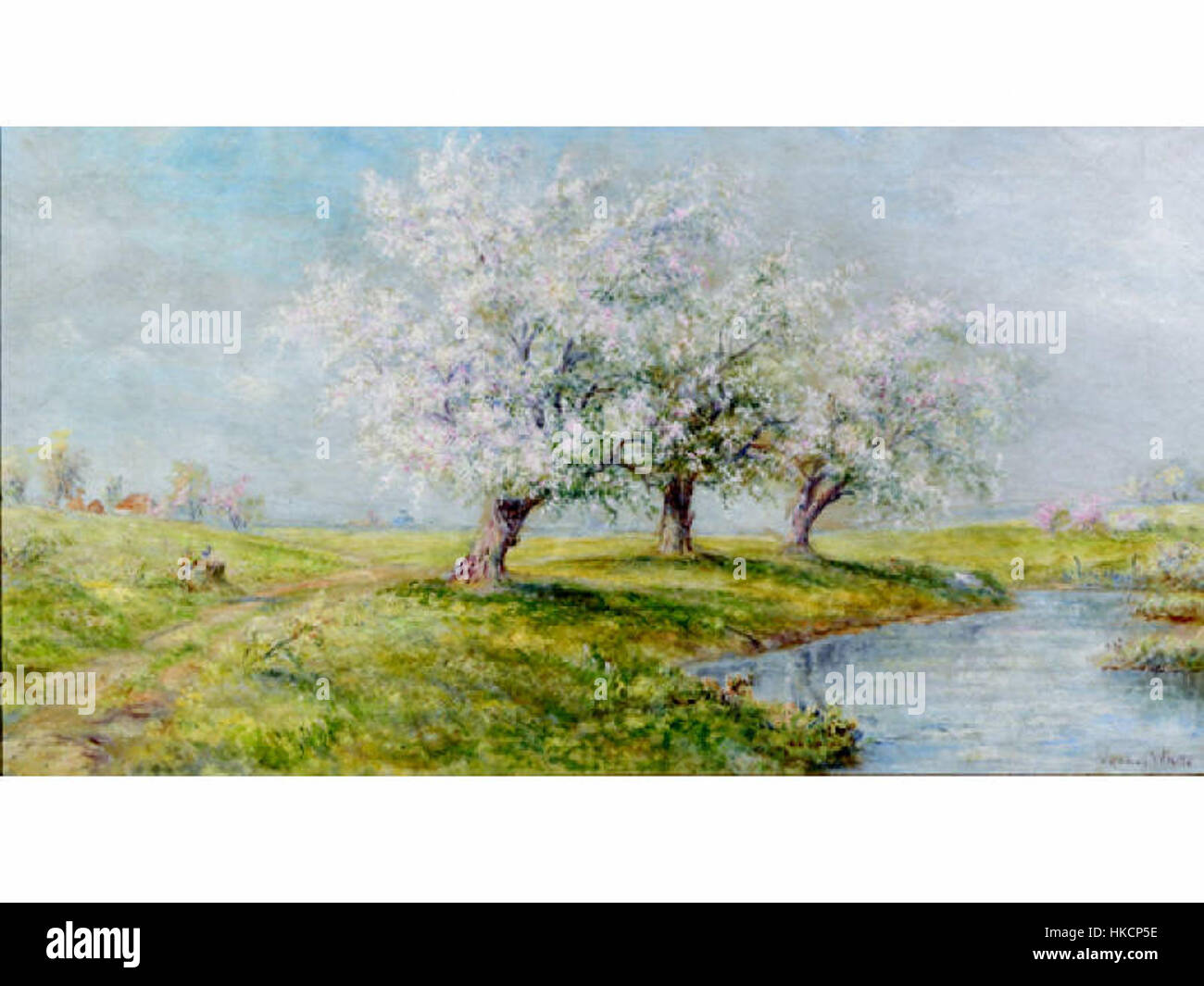 This oil painting by Verner Moore White depicts an idyllic apple ...
