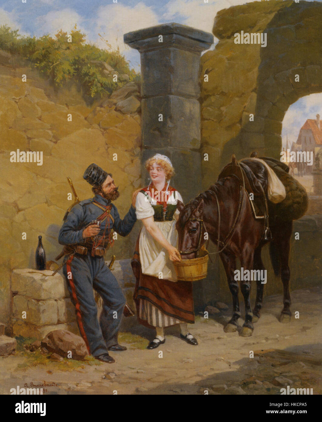 'A Cossack and a Townsgirl' is an oil painting by Alexander Bogdanvich ...
