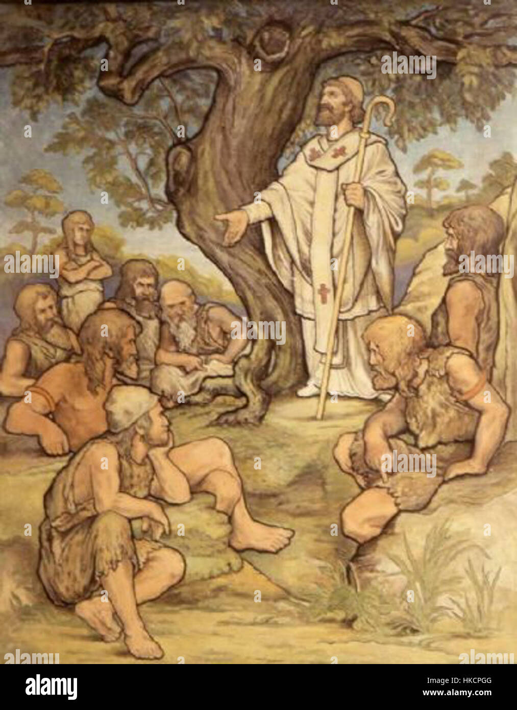 A historical representation of Willehad, a missionary, in Drenthe ...