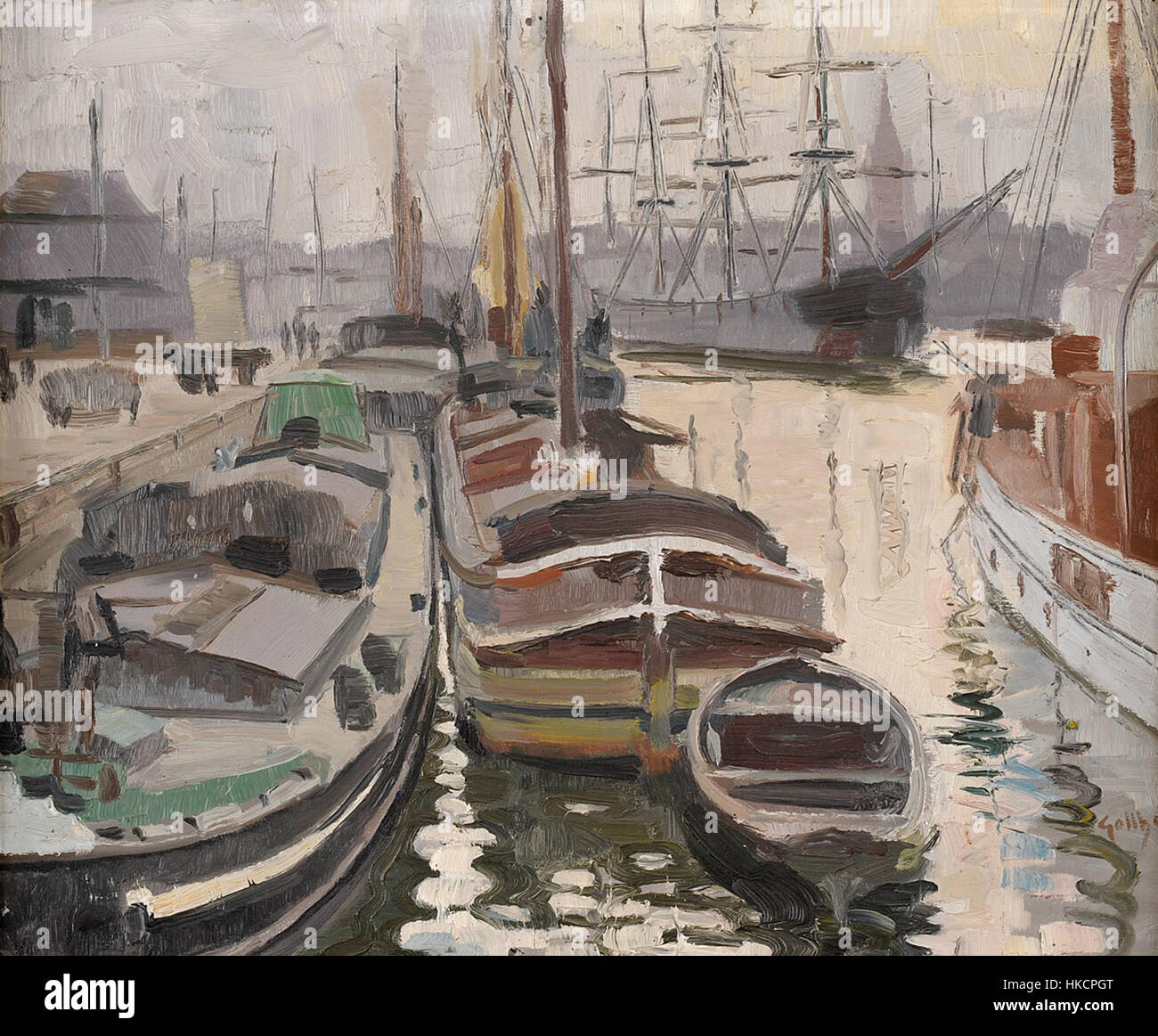 Wilhelm Gallhof’s painting captures the Kohlenschiffe, coal ships, at ...