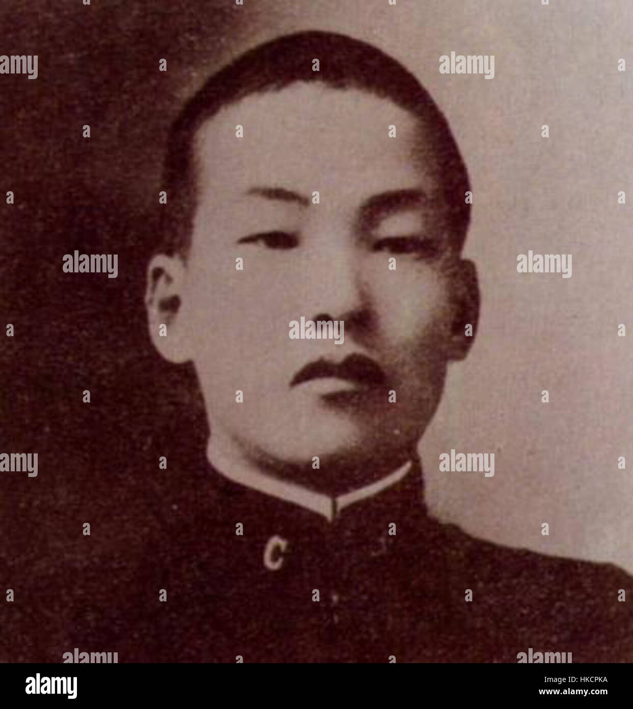 A portrait of Yun Chi, painted in 1916. The artwork presents a young ...