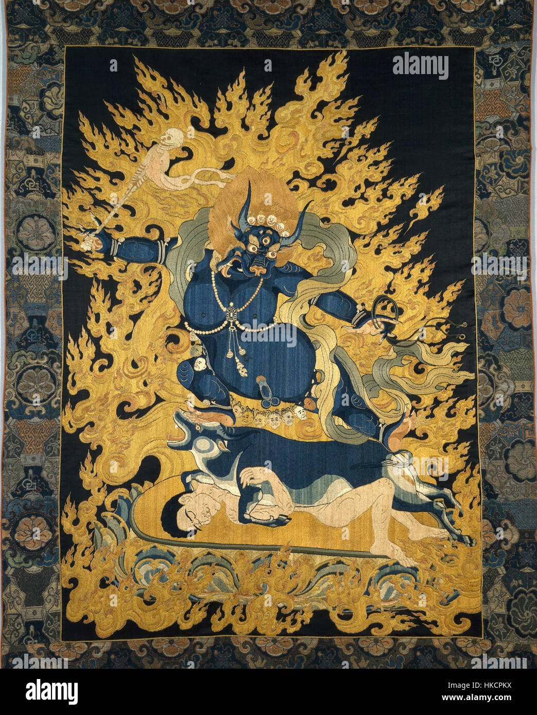 An 18th-century Tibetan-Chinese silk embroidery depicting Yama ...