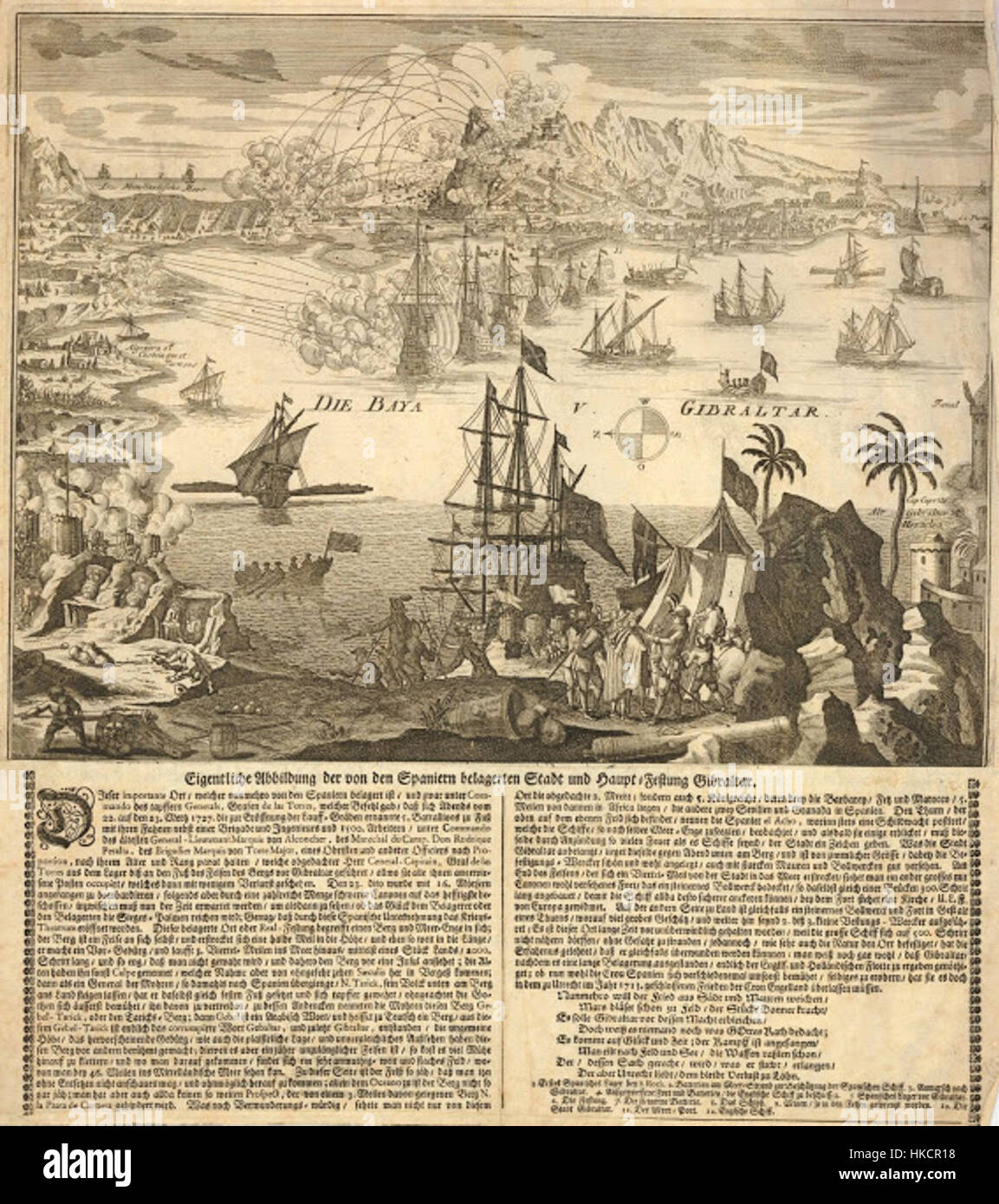 This artwork depicts the 1727 Siege of Gibraltar, showcasing the ...