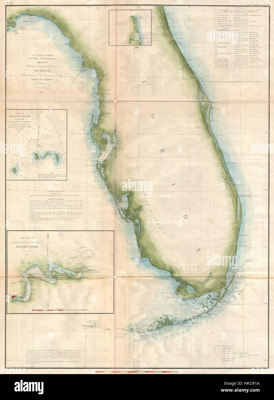 The 1855 U.S. Coast Survey Map of Florida is a detailed cartographic ...
