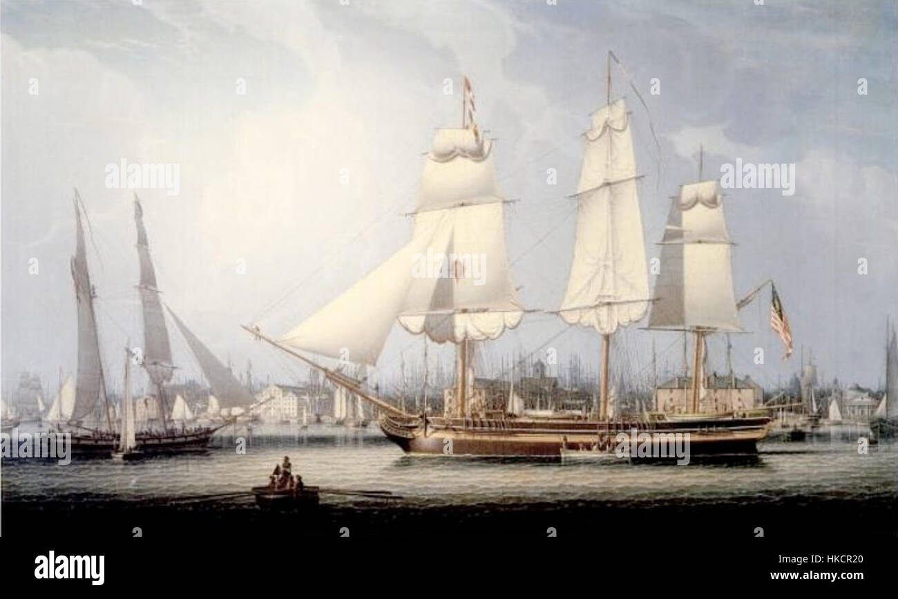 Robert Salmon's painting '1829 Wharves Boston' depicts the bustling ...