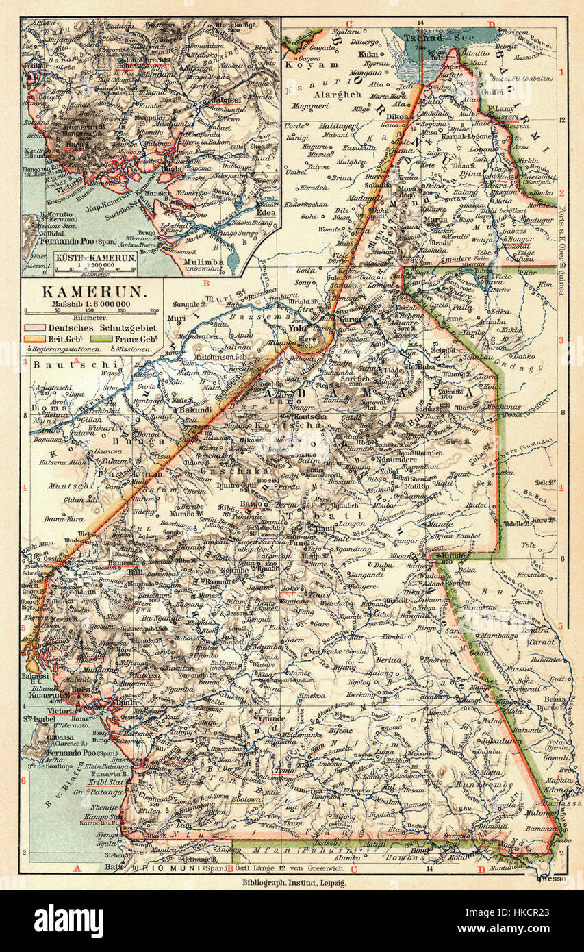 This early 20th-century painting titled '091 Kamerun' features an ...