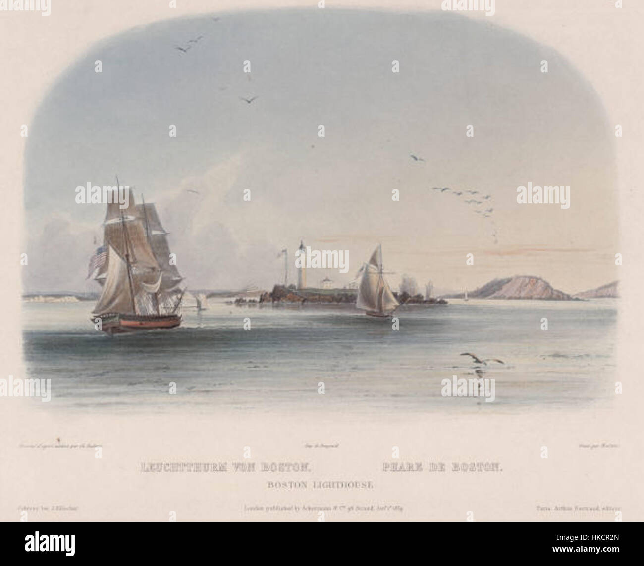 This 1839 painting by Karl Bodmer showcases the Boston Light, one of ...