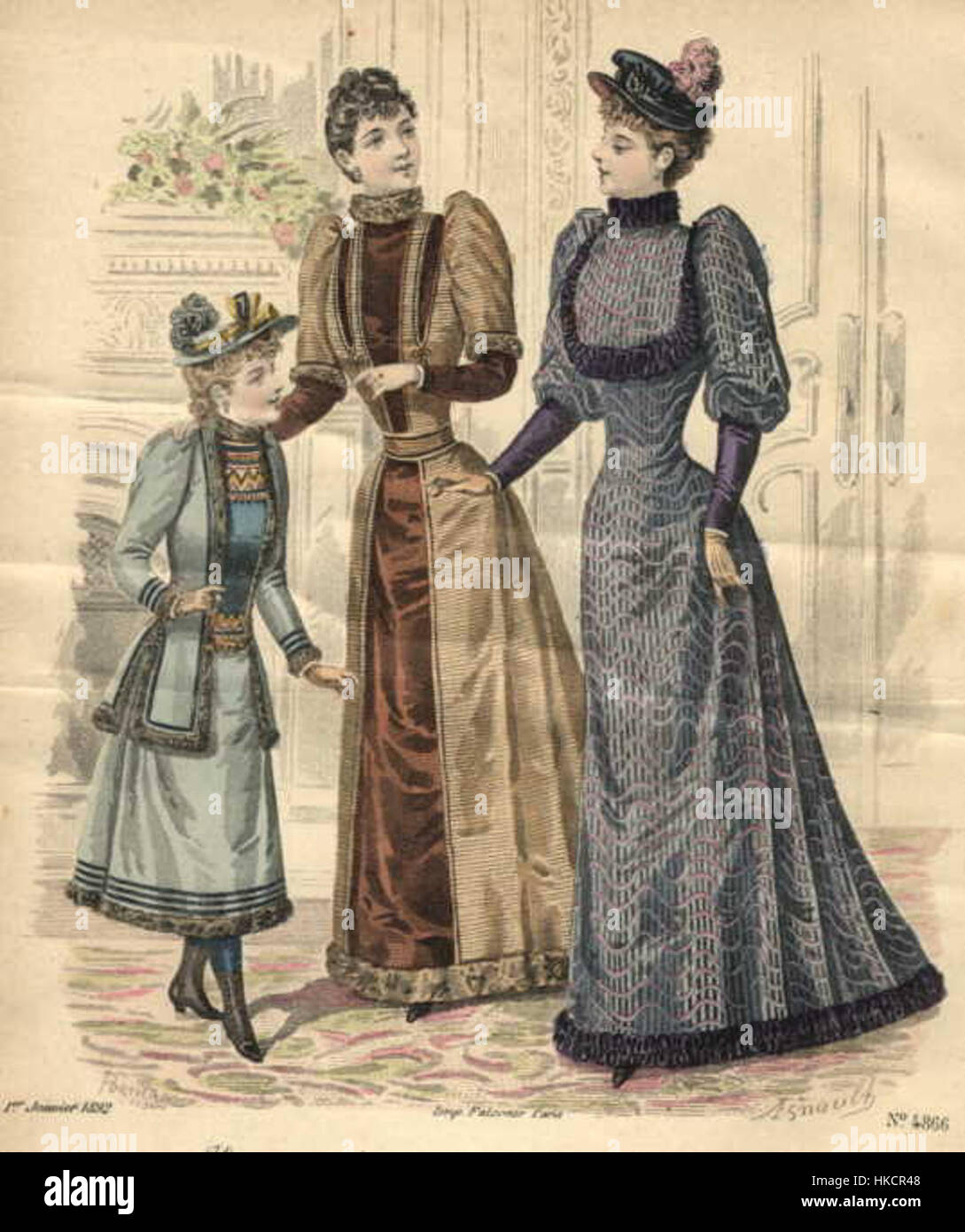 A 1892 fashion plate, illustrating clothing styles from the late 19th ...