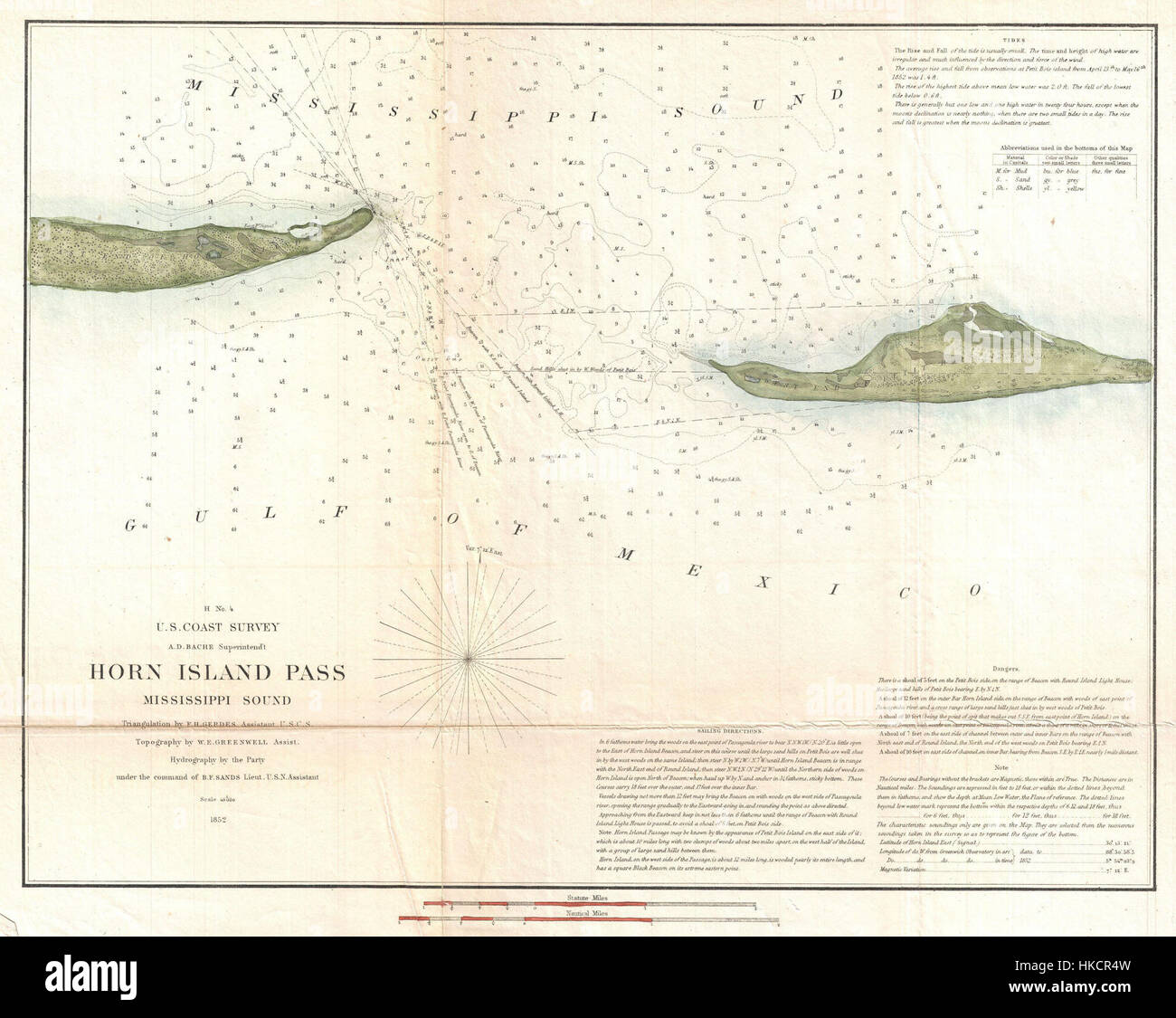 U s coast survey chart or map of the mississippi sound hi-res stock ...