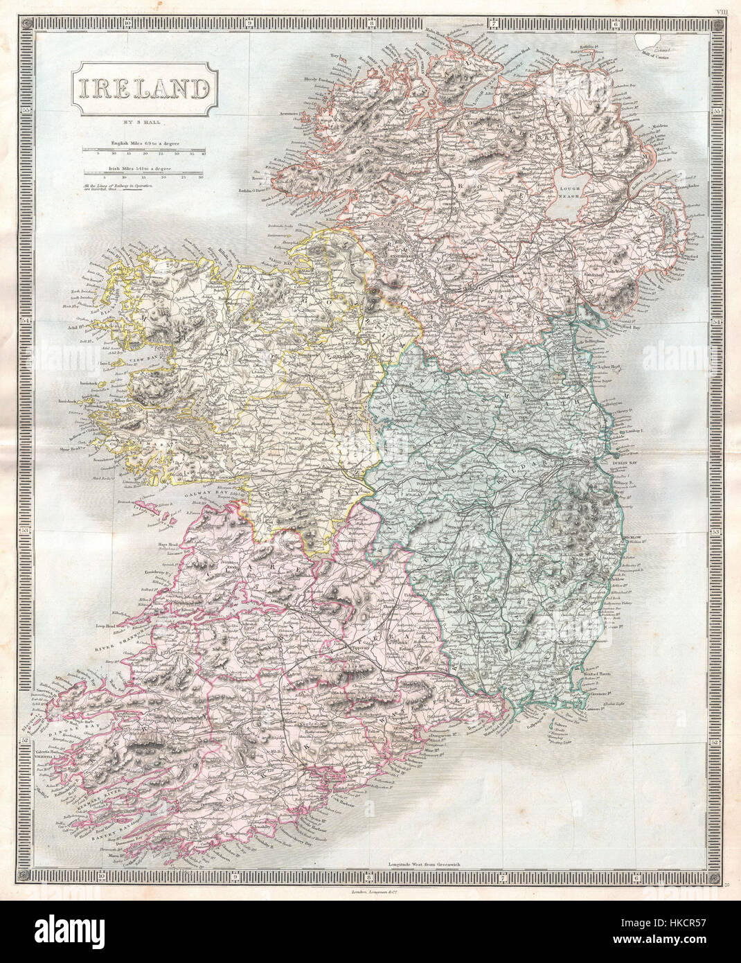 The 1850 Hall Map of Ireland, created by Geographicus, offers a ...