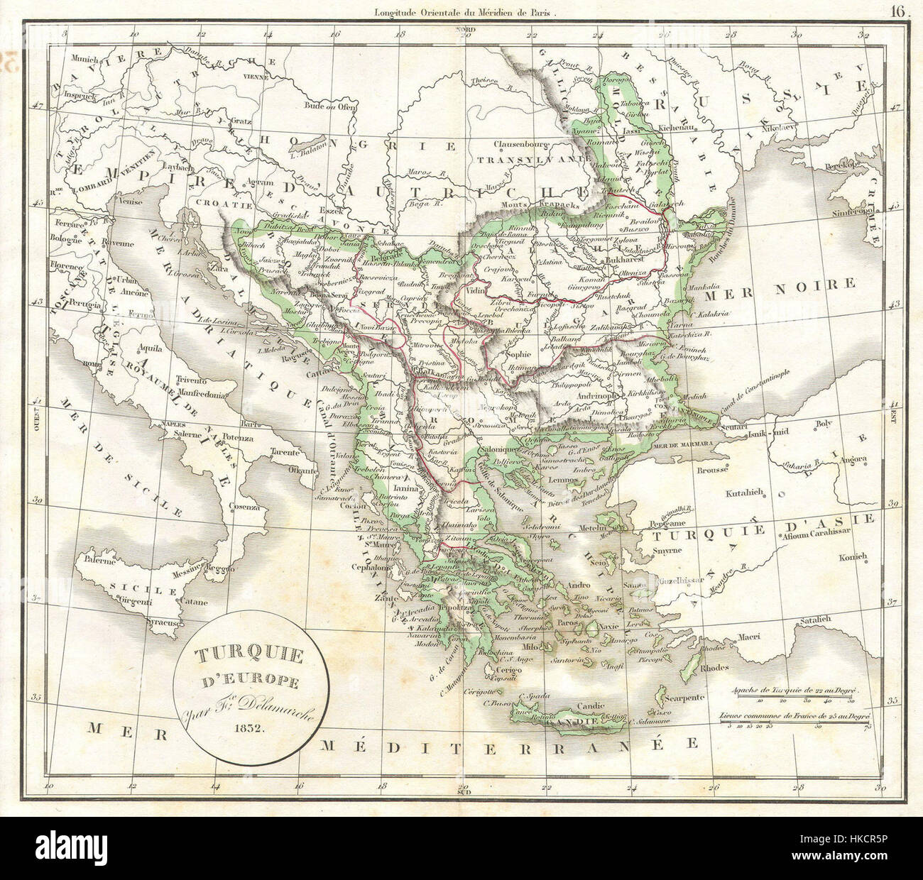 This 1832 map by Delamarche illustrates Greece and the Balkans ...