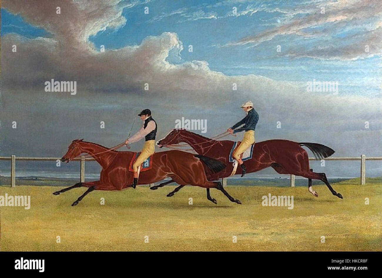 This painting depicts the 1827 St. Leger Stakes, a prestigious horse ...