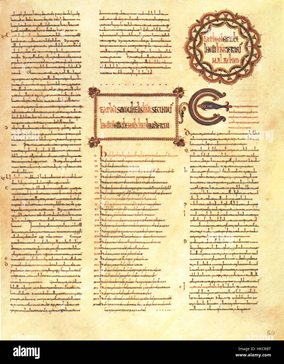 This artwork, 'LaCava Bible Folio 69r,' is a page from a medieval ...