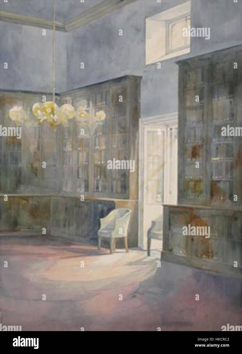 The painting *1800 Garrison Library Interior* depicts the interior of a ...