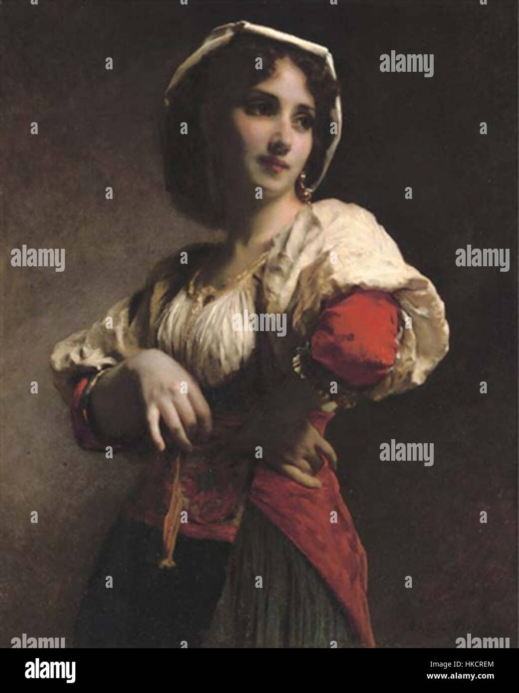 This oil painting by Adolphe Piot features a Neapolitan woman ...
