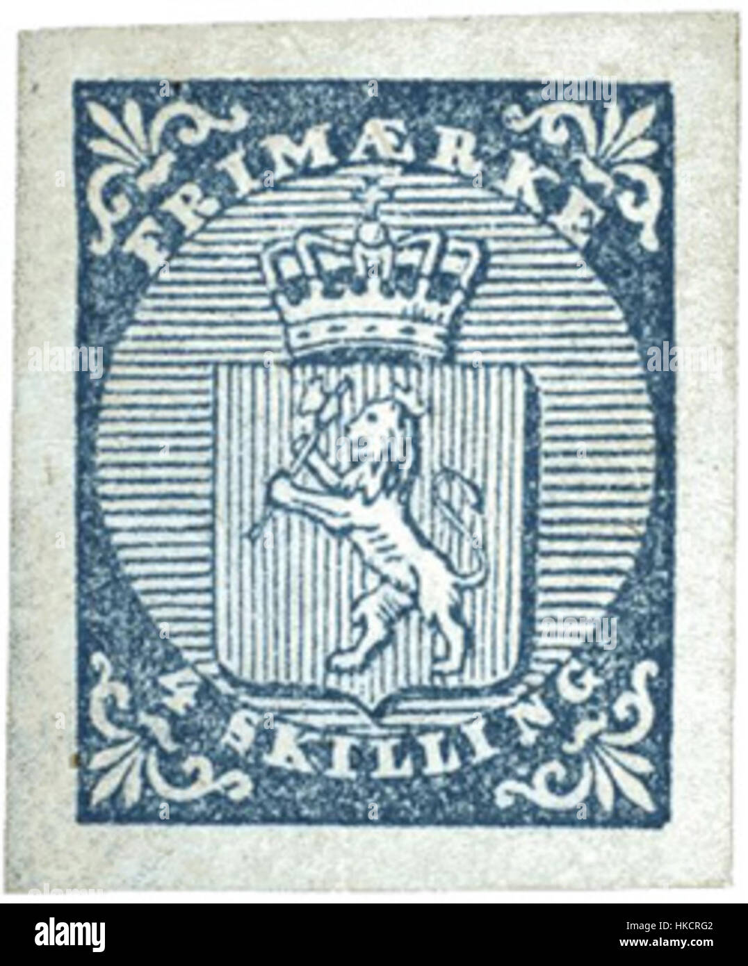 A classic stamp from 1855, illustrating historical postal methods and ...