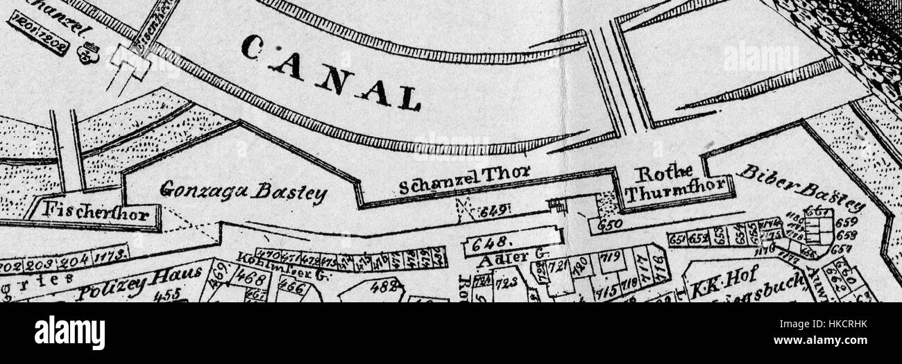 The 1858 painting 'Wien Roter Turm' depicts the Roter Turm (Red Tower ...