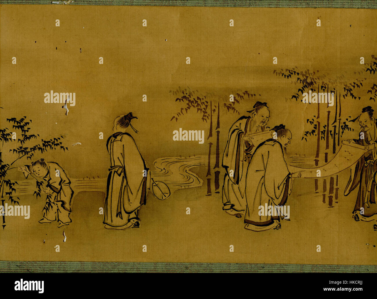 The painting depicts the Seven Sages of the Bamboo Grove, a group of ...