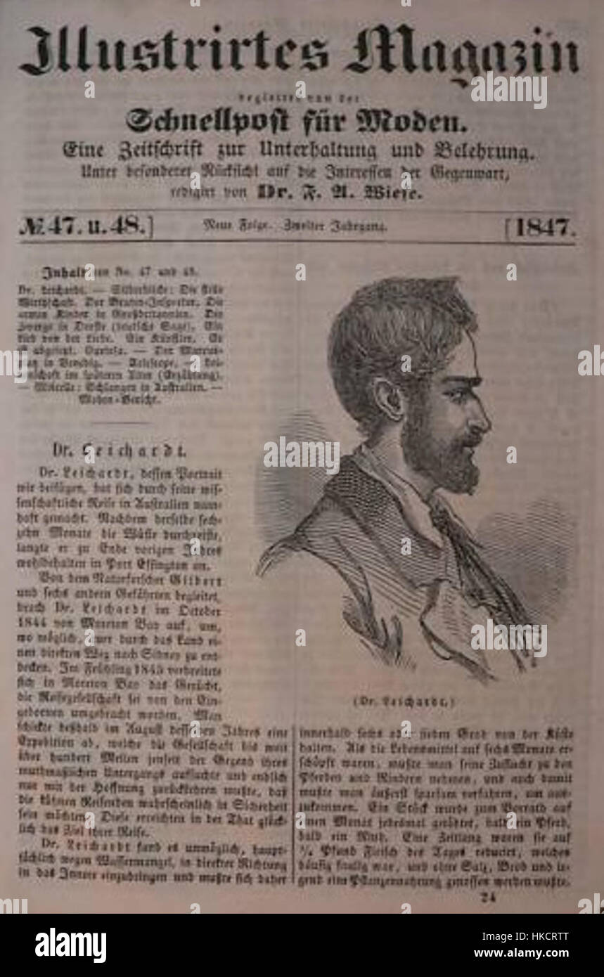 Ludwig Leichhardt, a German explorer known for his expeditions in ...