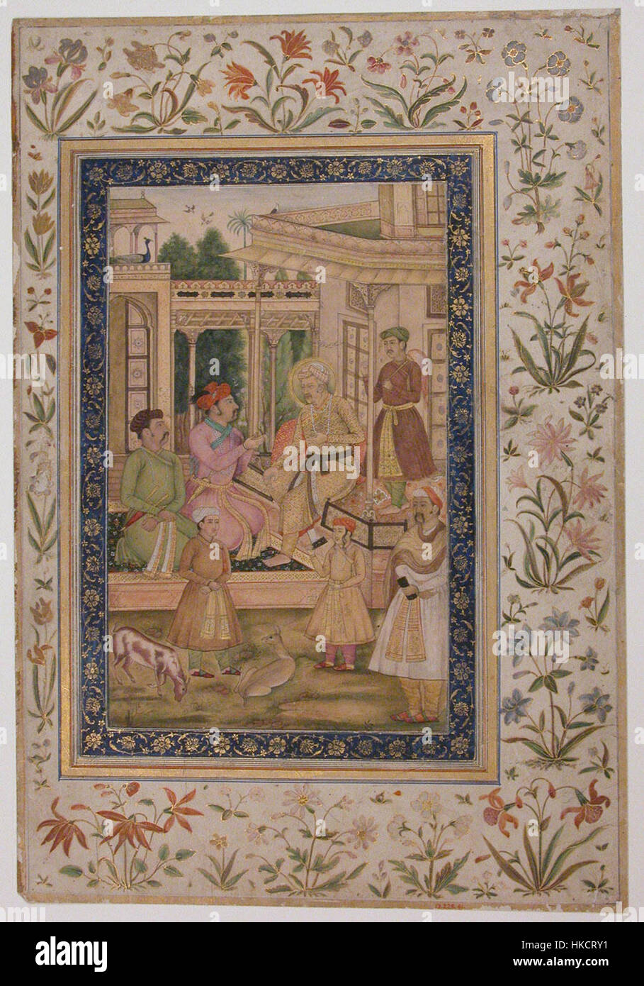 This historical painting depicts a significant moment in Mughal history ...