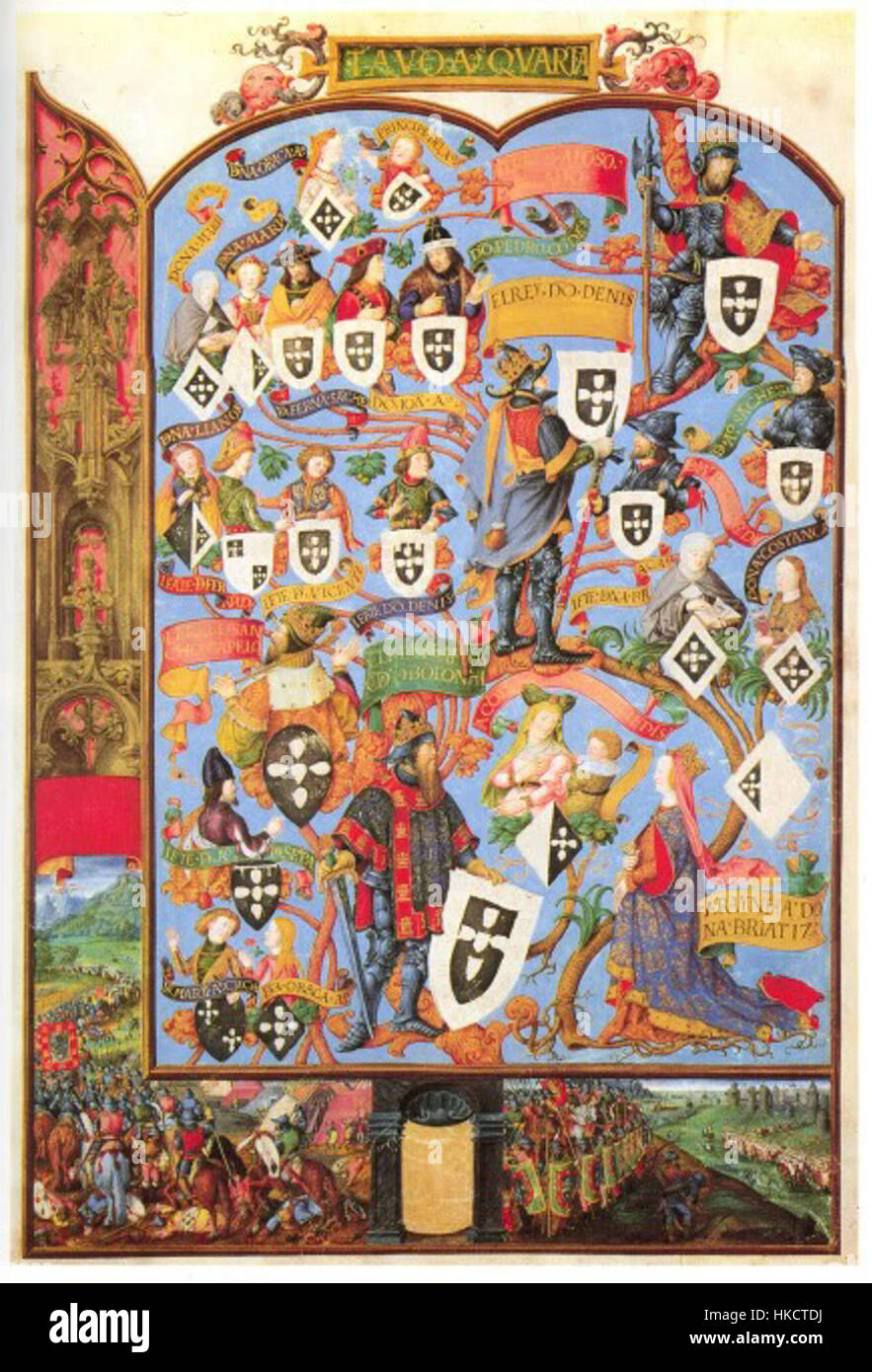 This painting, titled ‘Genealogia dos Reis de Portugal,’ illustrates ...