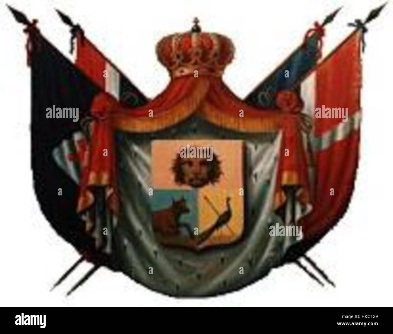 The arms of the Principality of Samos show a detailed heraldic design ...