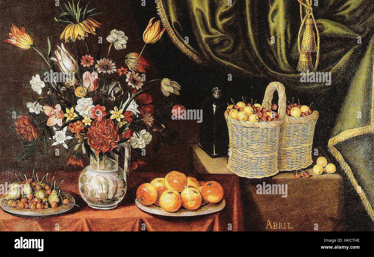 A painting by Antonio Ponce titled 'Der Monat April' (The Month of ...