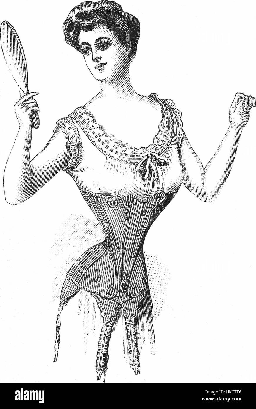 This advertisement from Au Bon Marche showcases corsets, highlighting ...