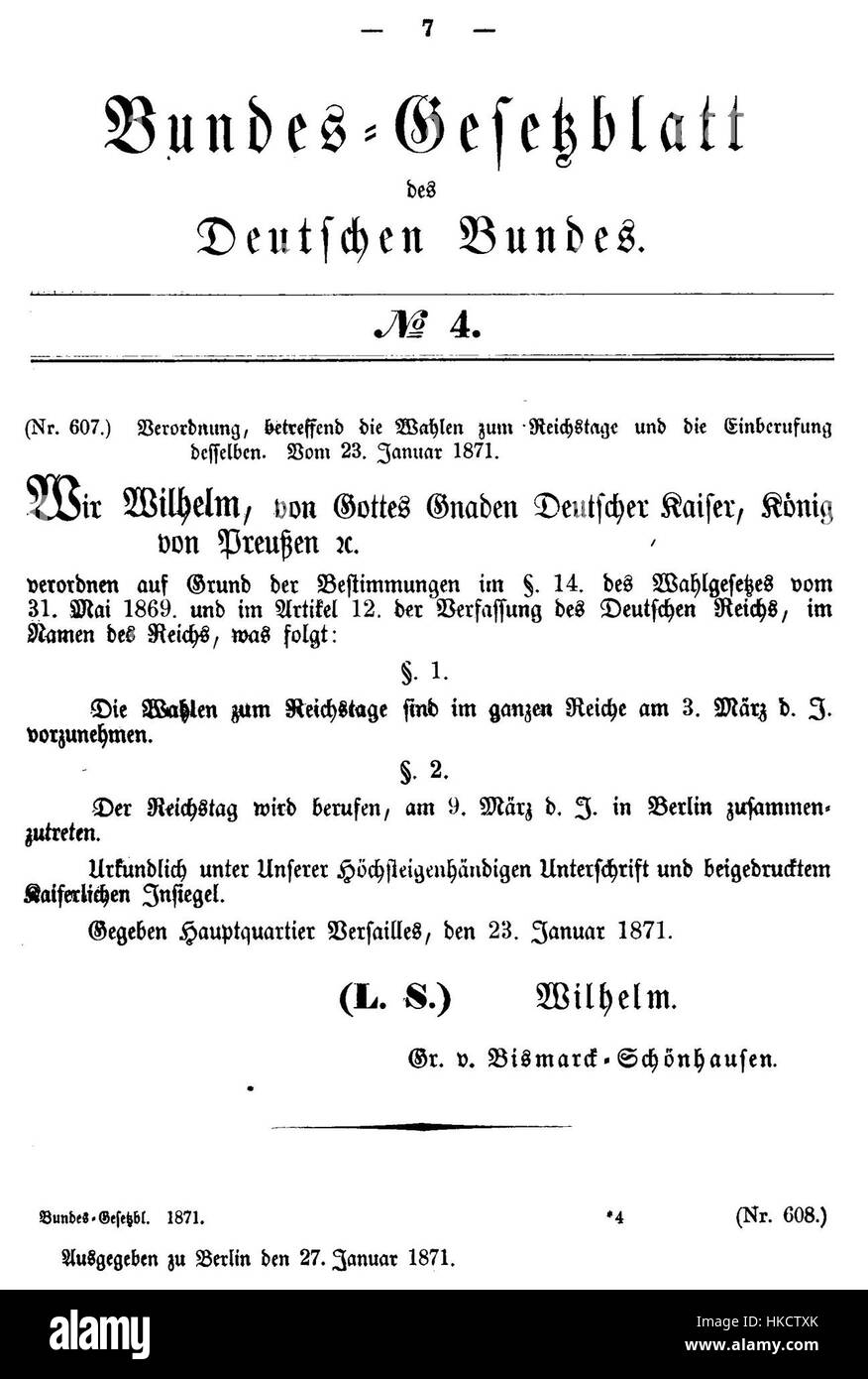 The artwork titled *BGBL DB 1871 007* refers to a historical German ...