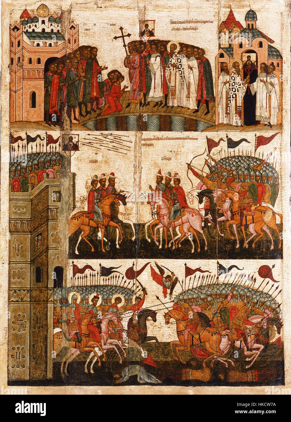 This historical painting depicts the battle between the medieval ...