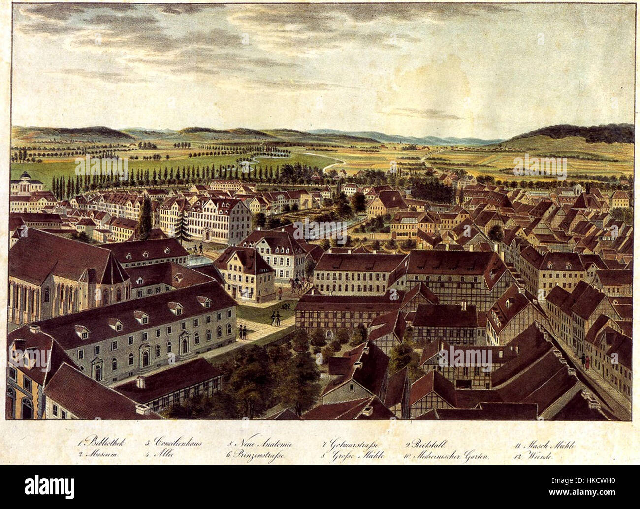 This painting from around 1850 by Besemann depicts a bird's-eye view of ...
