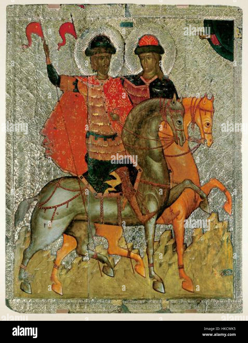 The painting 'Boris and Gleb,' created around 1377 in Novgorod ...