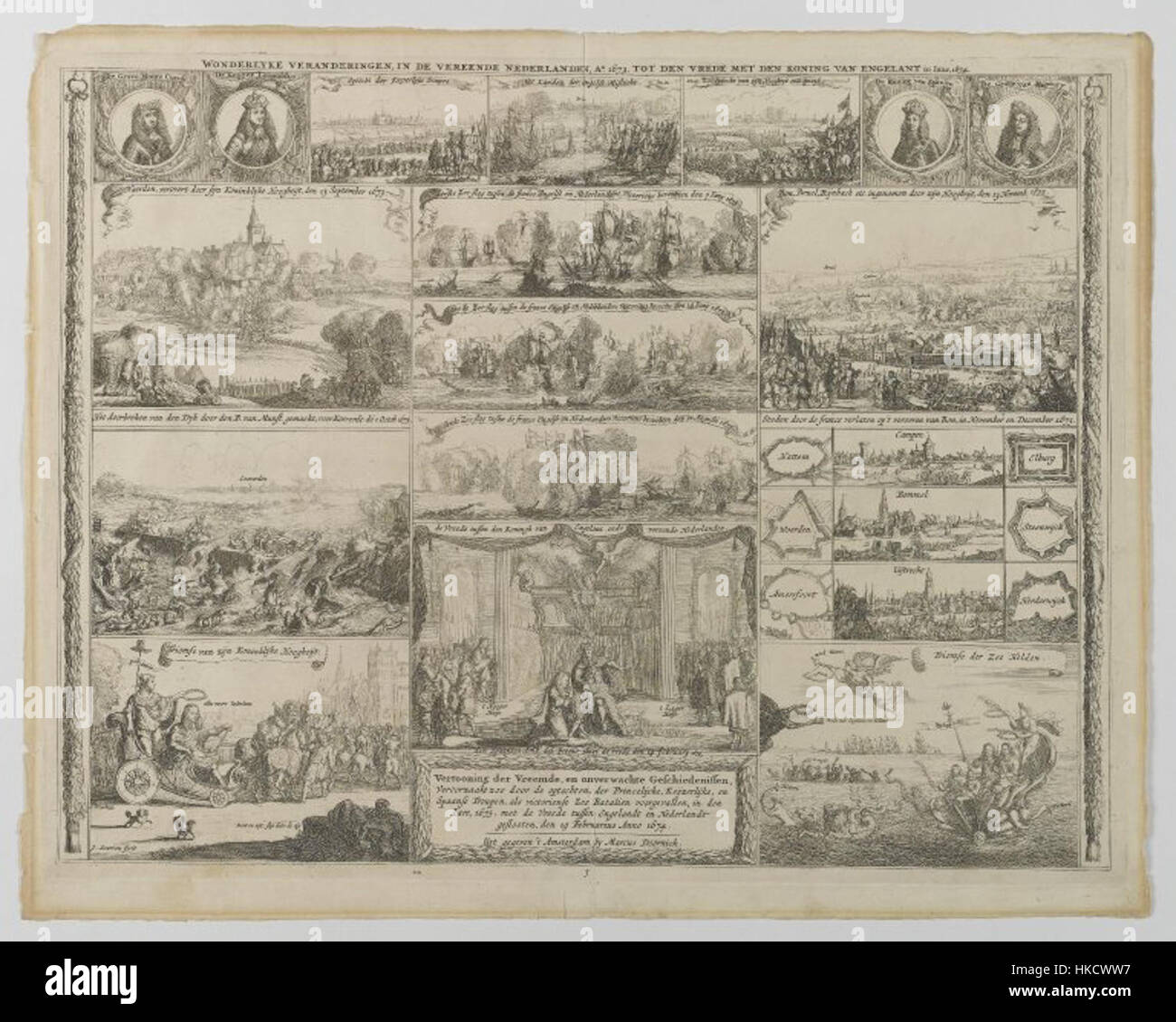 A 17th-century painting illustrating key events in the Netherlands from ...