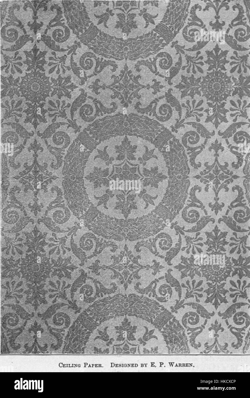 The ceiling paper designed by E.P. Warren is a decorative element that ...