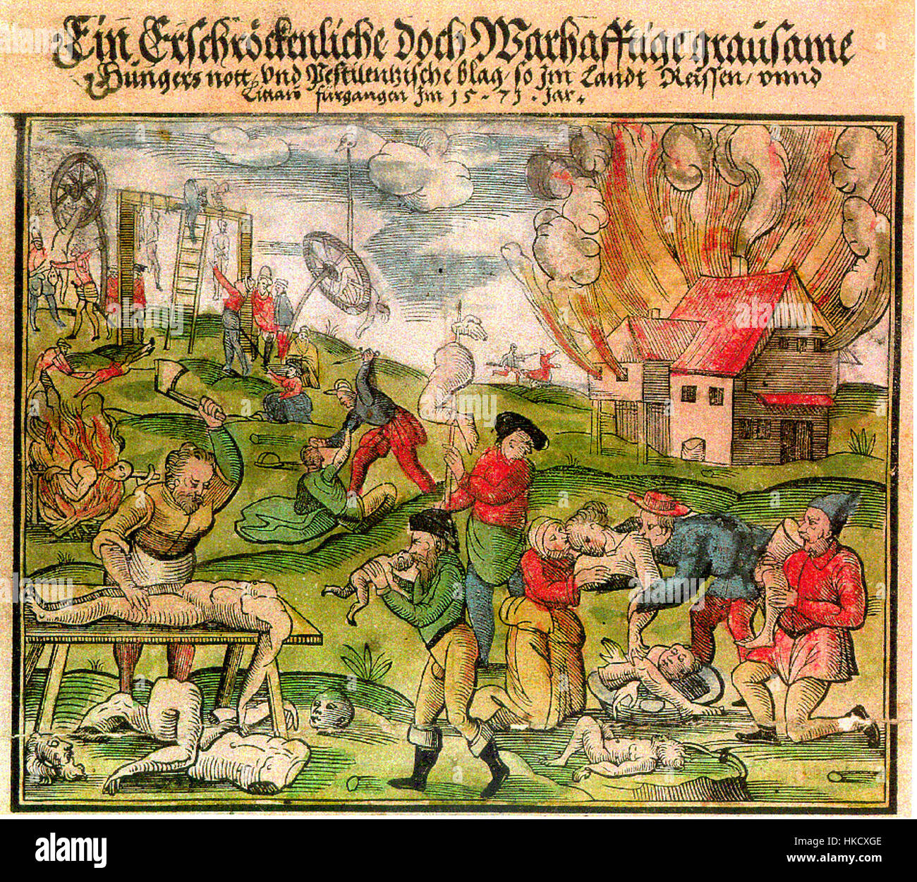 *Cannibalism* is a painting from 1571, which depicts a dark and violent ...