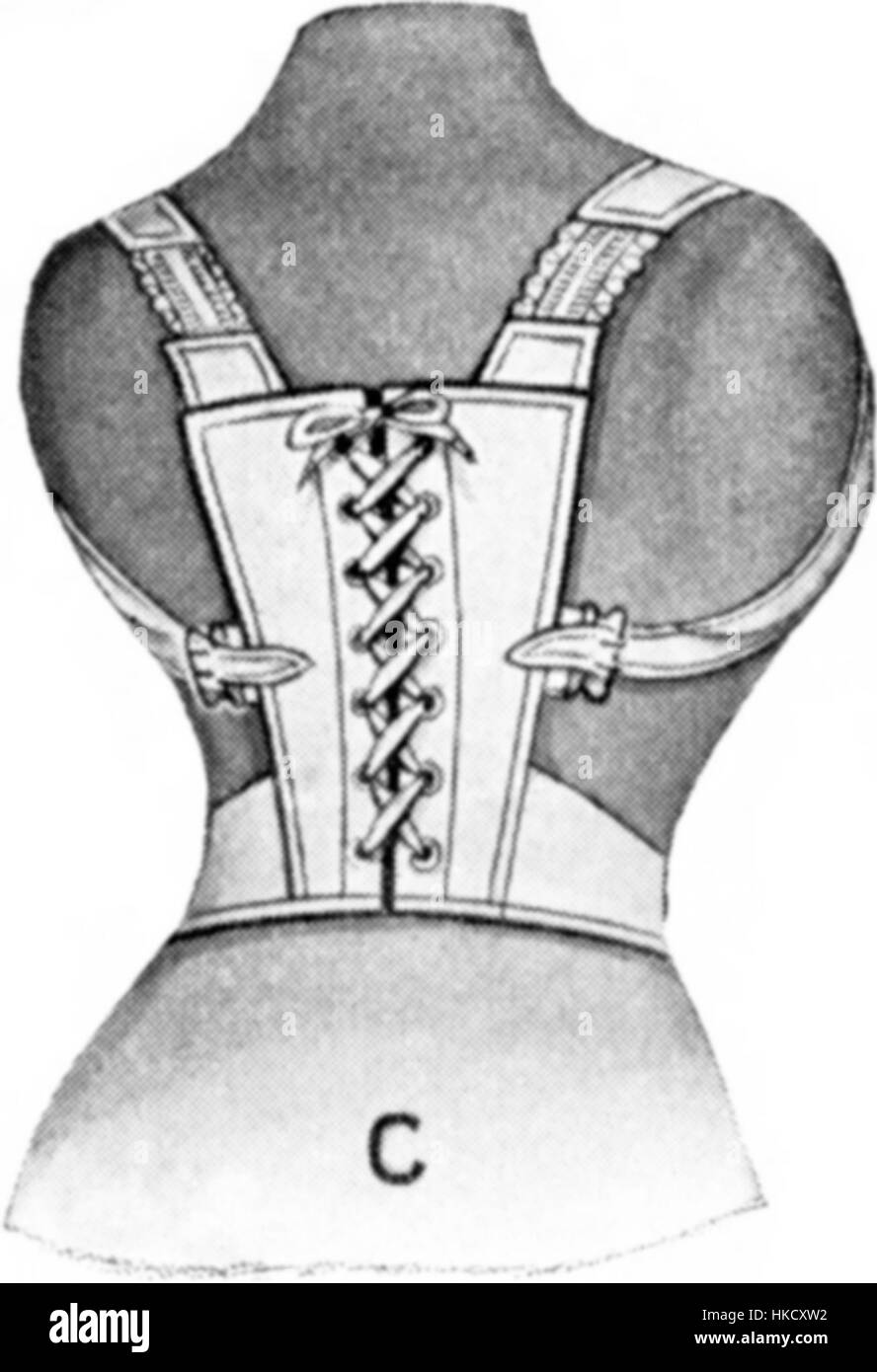 This early 20th-century fashion illustration showcases corset styles ...