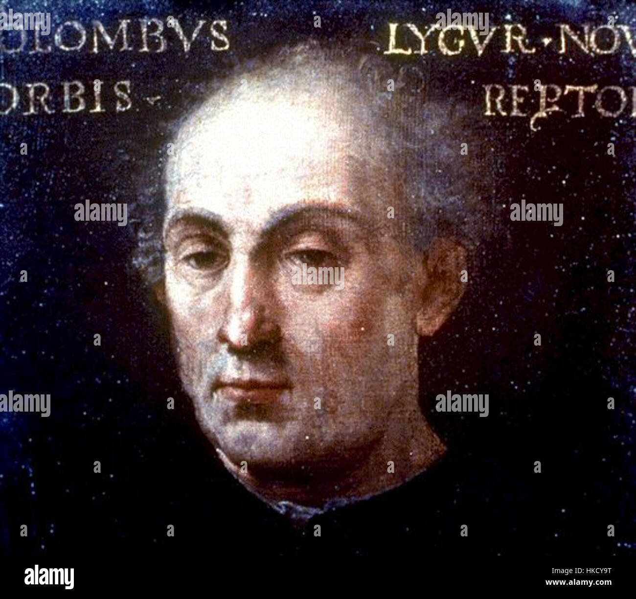 This artwork depicts the legendary explorer Christopher Columbus ...