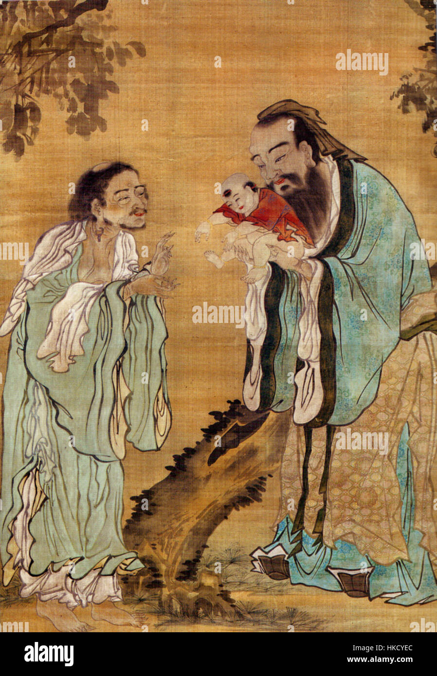 A depiction of Confucius, Laozi, and Buddha, representing key ...
