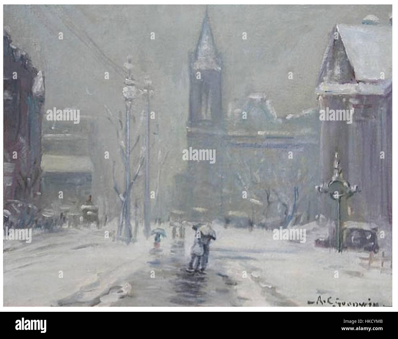 This painting by A.C. Goodwin depicts Copley Square in Boston ...