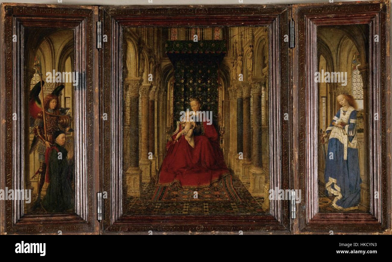The Dresden Marienaltar is a triptych painting by Jan van Eyck, depicting the Virgin Mary in the ...