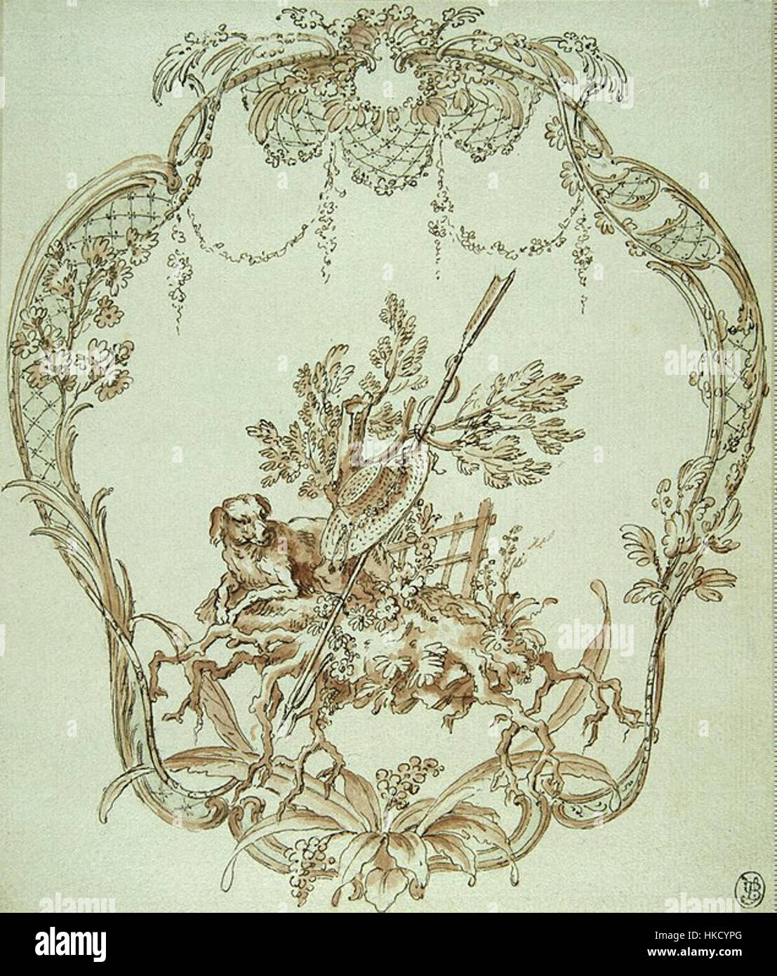 This design for a screen, created by an unknown artist, features ...