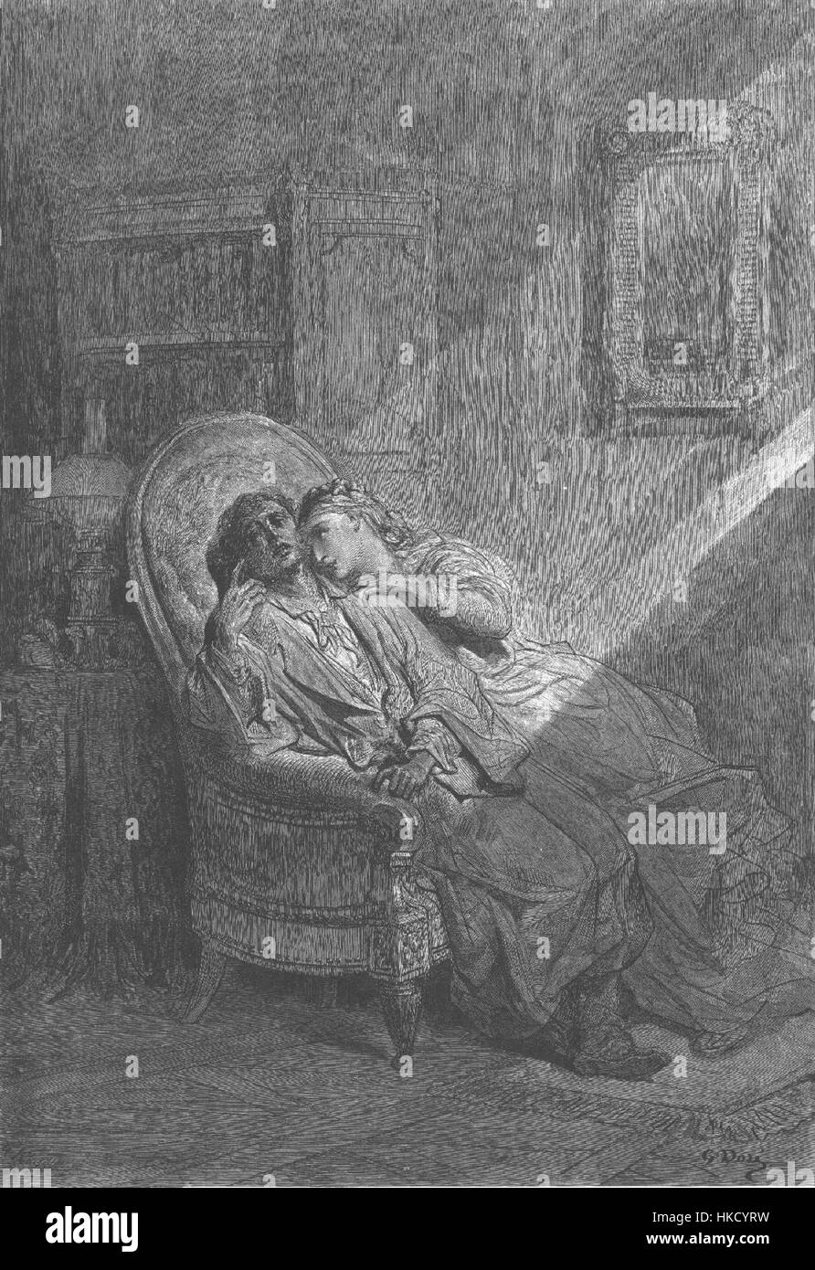An 1884 illustration by Gustave Doré depicting Edgar Allan Poe’s poem ...
